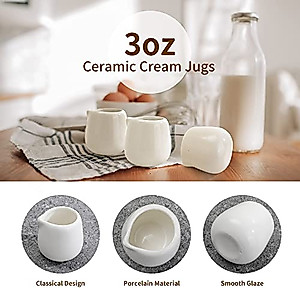 12Pack 3 oz Mini Cream Pitcher, Mini Ceramic Cream Pitcher, Small Cream Jugs, White Porcelain Cream Pitcher for Milk, Coffee, Jam, Sauces