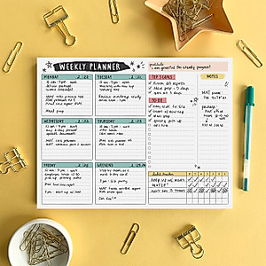 Weekly Planner Notepad - 52 Tear-Off Sheets, 8.5 x 11” Notepad Goal Tracker Organizer with Space for Daily Schedule, To Do List, Notes, and Habit Tracker