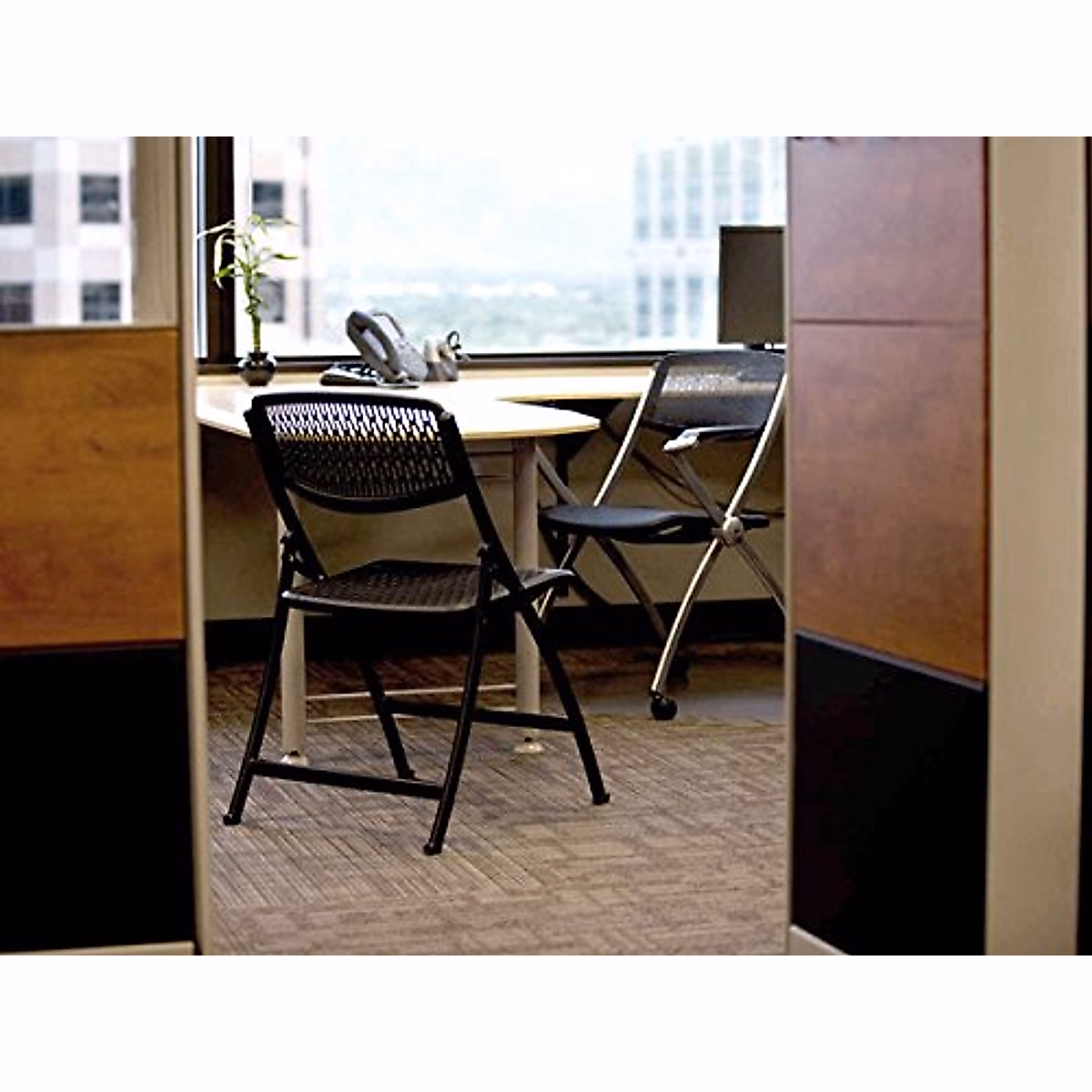 Mity-Lite Flex One Folding Chair, 18-8 Steel, Black, 4-Pack