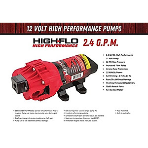 AG SOUTH 5151087 2.4 GPM 12 Volt High Performance (Hi Flo) Diaphragm Sprayer Pump 60 PSI Max 10 Amps Approved for use w/Roundup (Upgrade)