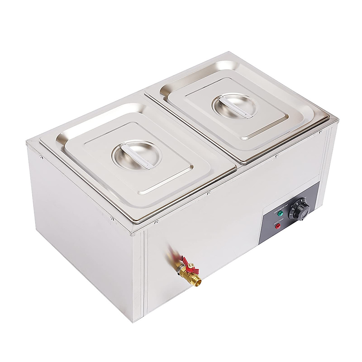 110V 2-Pan Commercial Food Warmer,850W Electric Steam Table Adjustable Temperature,Professional Stainless Steel Buffet Bain Equipment for Catering Restaurant