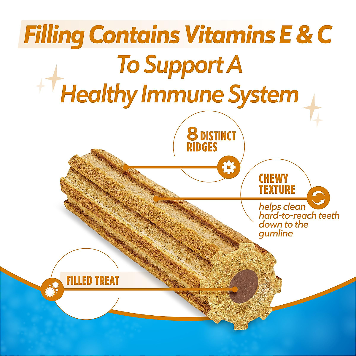 Dentalife Purina Plus Immune Support Chicken, Apple and Blueberry Flavor Small/Medium Dog Dental Chews - 8 ct. Pouch