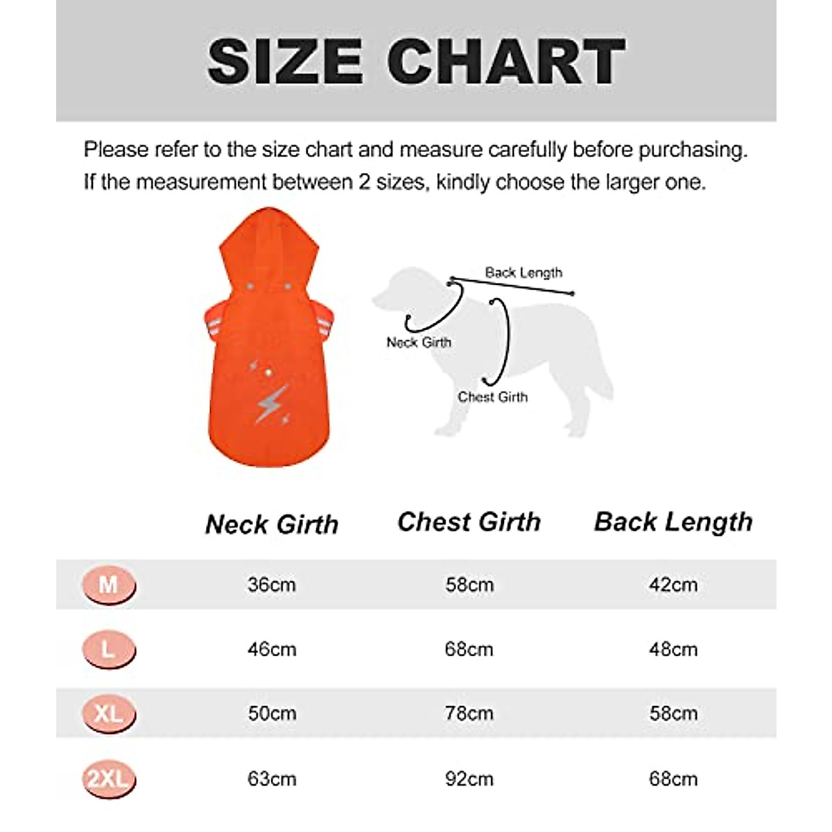 Dog Raincoat, Waterproof Hooded Dog Rain Jacket, Adjustable Dog Raincoat with Hood Leash Hole, Lightweight Pet Raincoat with Reflective Strip, Dog Raincoats for Small Medium Large Dogs (Large, orange)