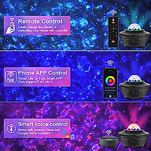 Star Projector,Night Light Galaxy Projector Lights with Bluetooth Speaker&Remote for Room Decor, Compatible with Alexa & Google Assistant Control ＆ Smart App,Birthday/Holiday Gifts for Kids Adults