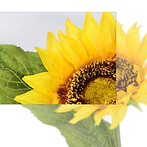 KINWELL Large Artificial Silk Sunflower Bouquet 7 Stems Fake Flowers Floral for Home Wedding Decoration, Bride Holding Flowers,Garden Craft Art Decor