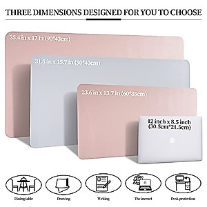 Yikda Dual-Sided Leather Mouse pad Desk mat, PU Leather Desk pad Large Mouse pad, Waterproof Desk Mat for Desktop （31"x15.7" Pink/Silver