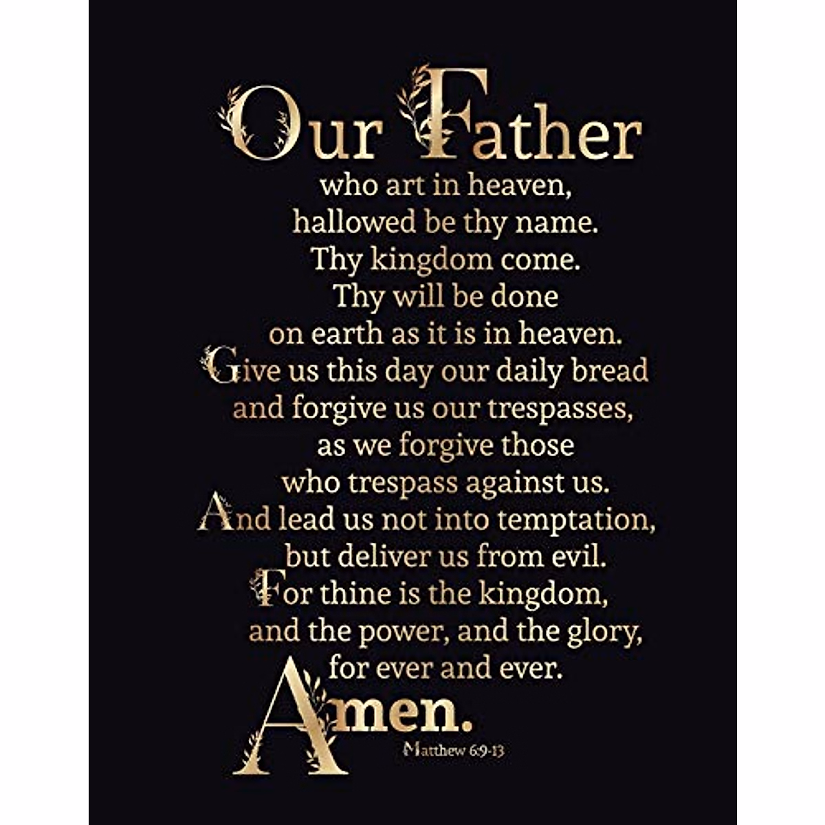 Red Horse Designs Lord’s Prayer Wall Art, Christian Posters, Scripture Wall Art, Biblical Art - Black Background - Unframed 11 x 14"
