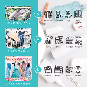 HIONXMGA TSA Approved Toiletry Bag, Set of 3 Clear Travel Toiletry Bag Quart Size Zipper Travel Pouch, Waterproof Makeup Cosmetic Bag for Women Men Kids Toiletries Carry on, Sailing