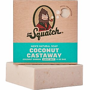 Dr. Squatch All Natural Bar Soap for Men with Light Grit, Coconut Castaway 5 Ounce (Pack of 1) 0.02 pounds