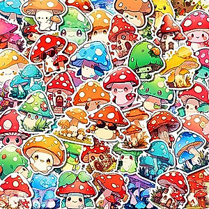 100 PCS Cute Stickers Pack,Cartoon Mushroom Stickers for Kids Boys Girls,Waterproof Aesthetic Stickers for Water Bottle Laptop Scrapbook Notebook Skateboard