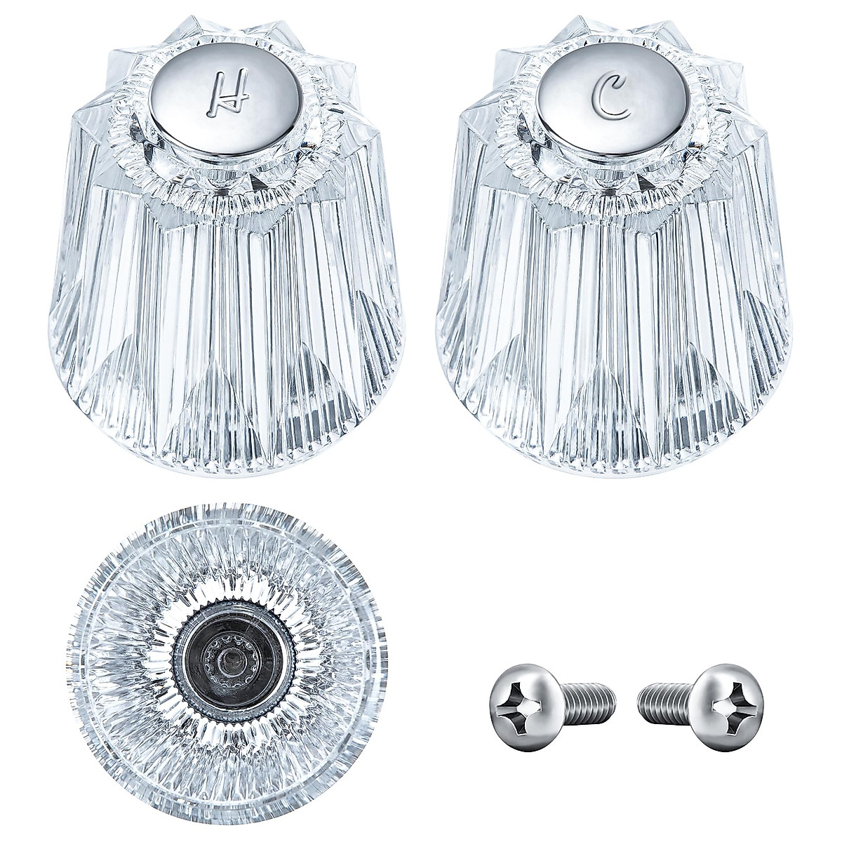 Enhon Shower Faucet Handle Replacement, Compatible with Price Pfister Contessa and Windsor Tub and Shower Faucets, 2 Piece Hot and Cold Shower Knob Replacement, Clear Acrylic