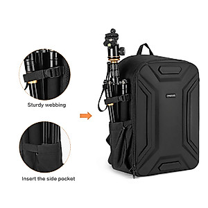 MOSISO Camera Backpack, DSLR/SLR/Mirrorless Camera Bag Waterproof Symmetric Geometric Hard Shell with Tripod Holder & 15-16 inch Laptop Compartment Compatible with Canon/Nikon/Sony, Black