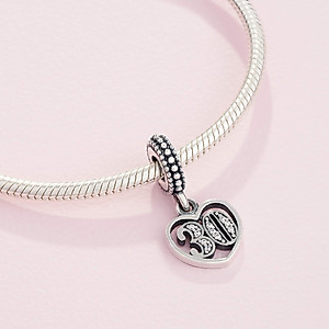 Pandora 30th Celebration Dangle Charm Bracelet Charm Moments Bracelets - Stunning Women's Jewelry - Gift for Women in Your Life - Made with Sterling Silver & Cubic Zirconia