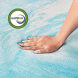 Irvine Home Collection King Size 3" Swirl Cooling Gel Infused Memory Foam Mattress Topper, CertiPUR-US, Breathable, Plush, Pressure Relief, Blue