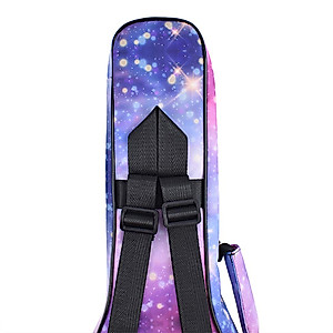 CLOUDMUSIC Ukulele Case Gig Bag Padded Backpack For Concert 23" Inch(Concert,Pink Purple Starry Night)