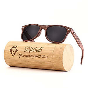 Personalized Wooden Walnut Sunglasses, Groomsmen Gifts, Mens Sunglasses Wedding Gift