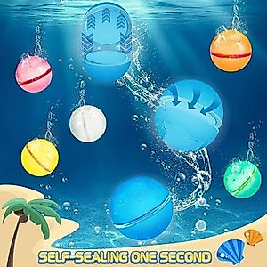 Reusable Water Bomb Balloons | Self Closing Soft Silicone Ball Bath Toy | Outdoor Water Splash Activity for Boys and Girls (6-pack)