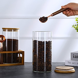 ZOMUIA Glass Coffee Containers Airtight Coffee Bean Storage Jars with Shelf, 3Pcs 44oz Coffee Station Organizer Coffee Canisters, Kitchen Food Storage Jars for Coffee, Sugar, Candy, Oats, Nuts