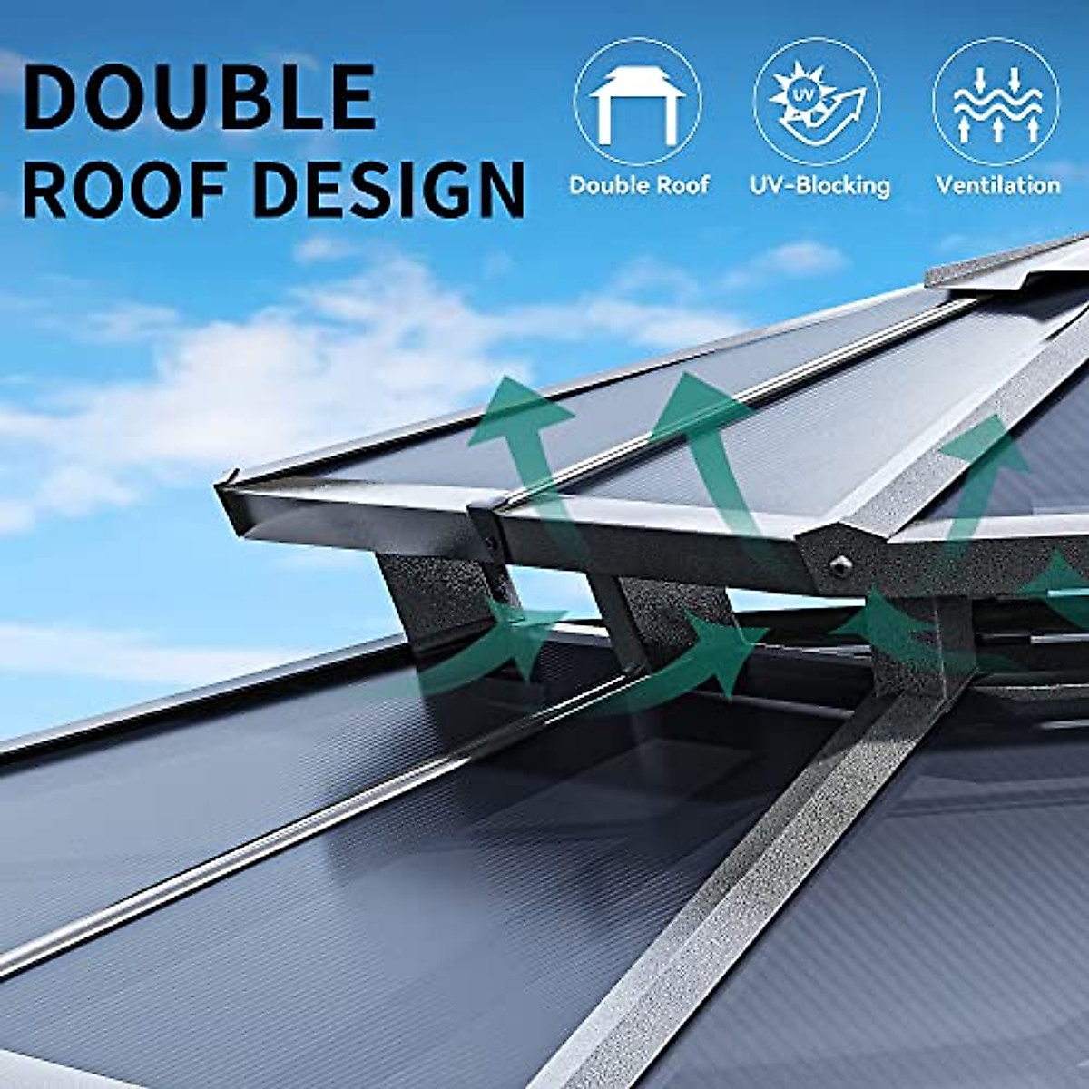 YITAHOME 12x12FT Gazebo Hard-Top Double Roof Canopy Outdoor with Netting and Shaded Curtains, Aluminum Frame Polycarbonate Hardtop Garden Tent for Patio, Backyard, Deck and Lawns, Brown