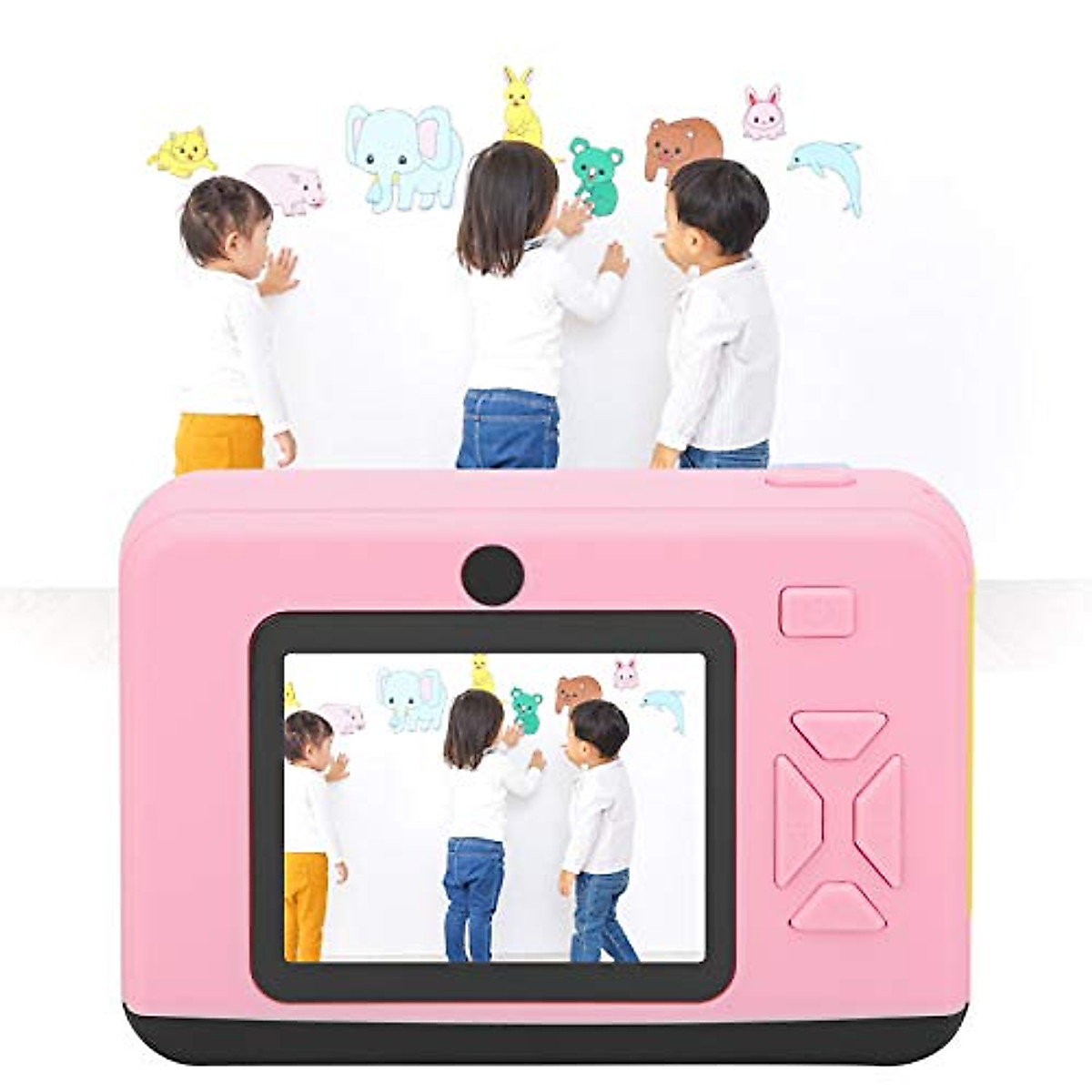 Okuyonic Anti‑Drop Children Camera, Cute Look Camera 20MP HD 2.0in for Gift(Pink)