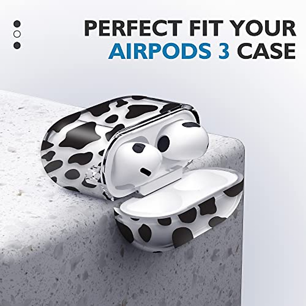 Maxjoy for AirPods 3 Case Cover, Clear AirPod 3rd Generation Case for Women Men Soft Protective iPod 3 Case with Keychain Designed for Apple Airpod 3rd gen Charging Case 2021, Cow Print