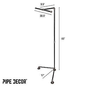 PIPE DECOR Black Steel Freestanding Tee-Style Clothing Rack Kit, DIY Industrial Pipe Coat Rack