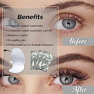GreenLife 100 pairs 100% Naturel Eyelash Extension Under Eye Gel Pads patches kit Collagen with Aloe Vera Hydrogel Eye Patches set for Eyelash Extension Supplies Tools - 100 Pairs With Box