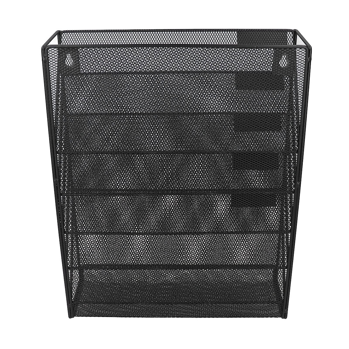 Wall File Organizer 5 Tier Black Heavy Duty Metal Mesh Hanging Mail Magazine Rack 40 x 32 x 11 cm Wall Mount Paper Holder for Newspaper Folders