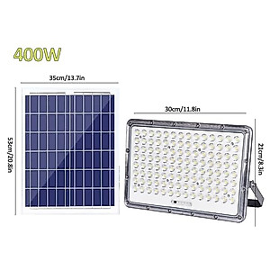 ZXXHNNAIH Home Solar Powered Street Lights, Dusk to Dawn IP67 Waterproof Solar Lights with Remote Control Extension Cord for Outdoor Parking Lot Yard,300W