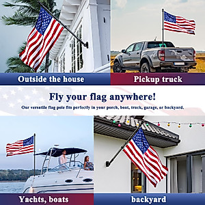 ESTTOP 5 FT Flag Pole, Tangle Free Spinning Stainless Steel Weather Resistant Rustproof Flagpole for 3x5 USA Flag Sports Fan Outdoor Flags 1" Dia Flag Poles for Outside House, Wall-Mounted (Black)