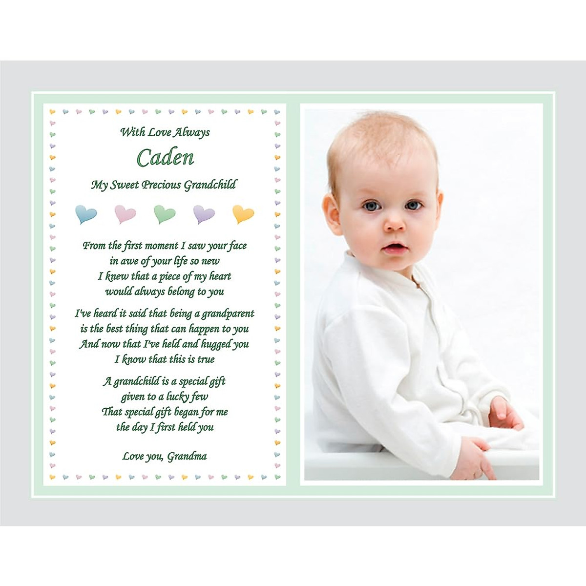 Poetry Gifts Grandchild Birthday or Baptism Personalized with Names from 1 or Both Grandparents, Custom 8x10 Inch Print