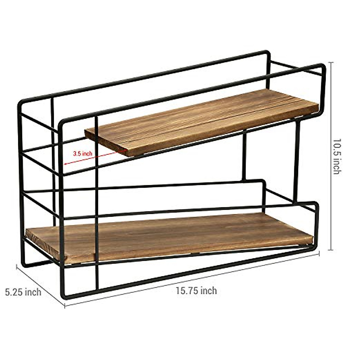 MyGift 2-Tier Rustic Burnt Wood & Black Metal Wire Pantry Canned Food Dispenser Storage Organizer Rack