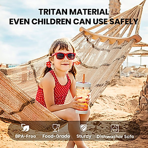 ENJOIER 18 oz Tumbler with Lid and Straw, BPA Free Tritan Clear Double Wall Water Bottle, Reusable Drinking Iced Coffee Cup Travel Car Mug, Gifts for Adult Kids, Orange