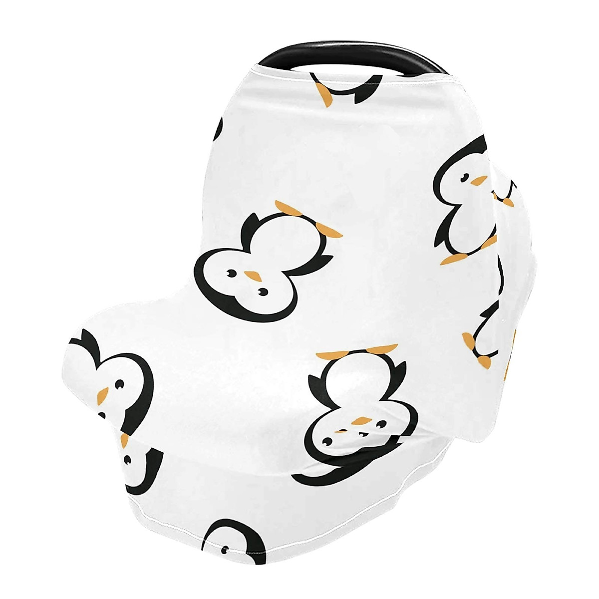 Blueangle Car Seat Cover for Babies, Cartoon Penguins Nursing Cover Breastfeeding Cover, Stretchy Infant Carseat Canopy, Super Soft Breathable