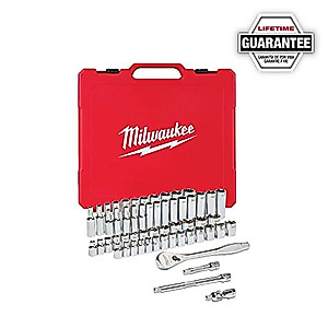 Milwaukee 3/8 in. Drive SAE/Metric Ratchet and Socket Mechanics Tool Set (56-Piece)