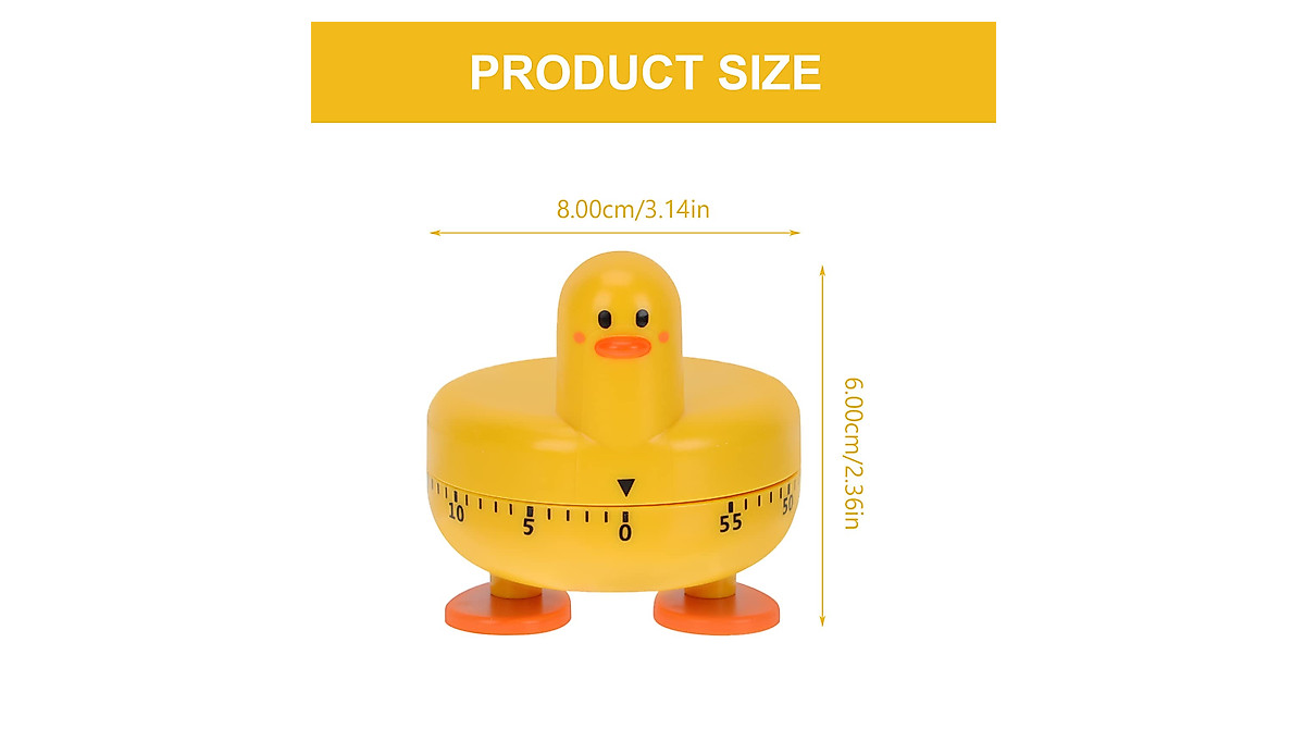 Angoily Yellow Duck Timer Mechanical Kitchen Timer 60- Minute Wind Up ...