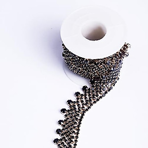 JEGOYER 1 Yard Tassel Rhinestone Black Close Chain, Diamond Crystal Fringe Trim, Rhinestone Banding Applique for Sewing Crafts Ideal Wedding Party Clothing DIY Decorations