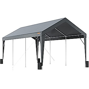 VEVOR Outdoor 10x20 ft Heavy Duty Carport Car Canopy Garage Boat Shelter Party Tent with 8 Reinforced Poles and 4 Weight Bags, UV Resistant Waterproof All-Season Tarp for SUV, F150, Car, Truck, Boat