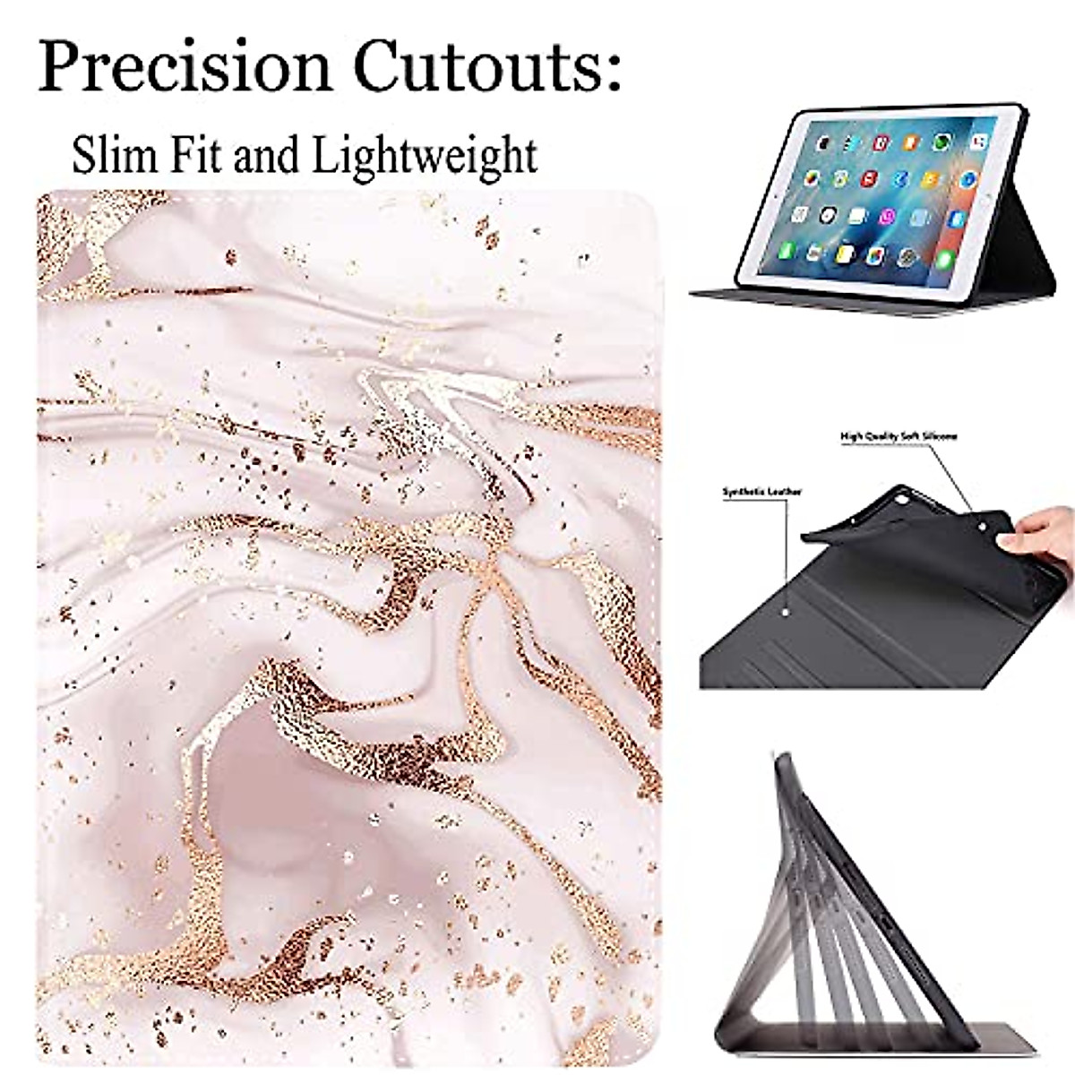 Case for New iPad Mini 6 2021 (6th Generation), Multi-Angle View Adjustable Stand Auto Wake/Slee for iPad Mini 6th Gen 8.3 Inch,Pink Marble Art