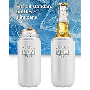 SoHo Slim Can Cooler Gift for Mom, Insulated for Skinny Beer or Hard Seltzer Can for Mothers Day/Birthday/Christmas "Worlds Best Mom" (Gift Boxed)