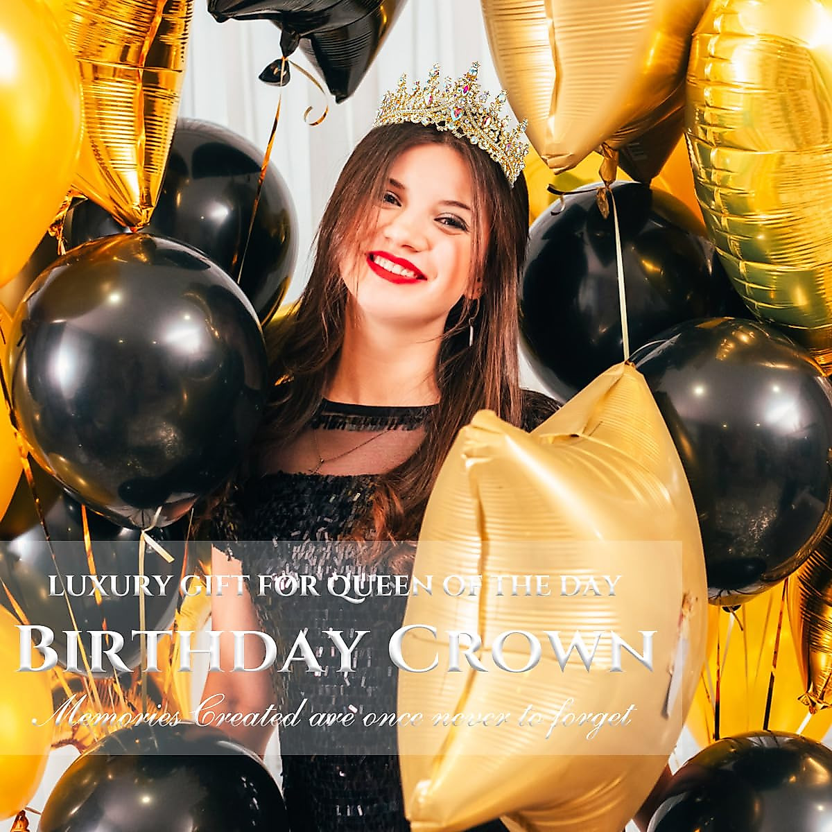 TOBATOBA Rhinestone Gold Crown for Women Gold Tiara Birthday Queen Crown Wedding Tiara for Women Crystal Tiaras and Crowns Royal Princess Quinceanera Headpiece for Prom Pageant Bride Halloween Cosplay