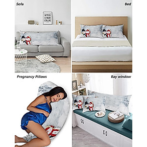 Edwiinsa Farmhouse Snowman Pillow Covers King Standard Set of 2 20x36 Bed Pillow, Plush Soft Comfort for Hair/Skin Cooling Pillowcases with Envelop Closure Throw Covers Christmas Winter Pine Leaves