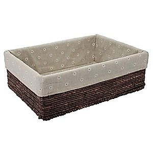 Storage Basket, Natural Corn Husk Rectangular Bins, Arts and Crafts. (Brown, Large)