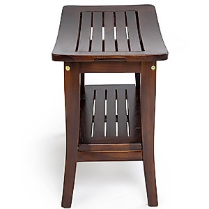 ALATEAK Waterproof Shower Bath Spa Bench Stool with Shelf Storage