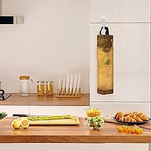 JANKOW 2PC Rubbish Bags Dispenser for Kitchen, Hanging Mesh Folding Garbage Bags Organizer, Transparent Plastic Bags (Trash Bags) Holder Recycling Grocery Pocket Container(Orange + Black)