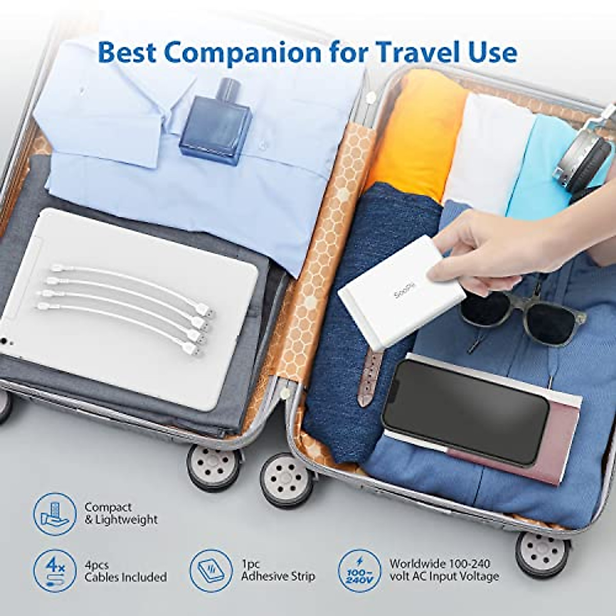 SooPii 40W USB Charging Station,4 Port USB Charger Station with One Port QC 3.0 for Multiple Devices,4 Mixed Charging Cables Included,Compatible with iPhone 14,IPad,Samsung Galaxy,Note,LG and More