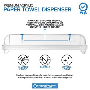 Acrylichomedesign Wall Mount Acrylic Paper Towel Holder,Clear