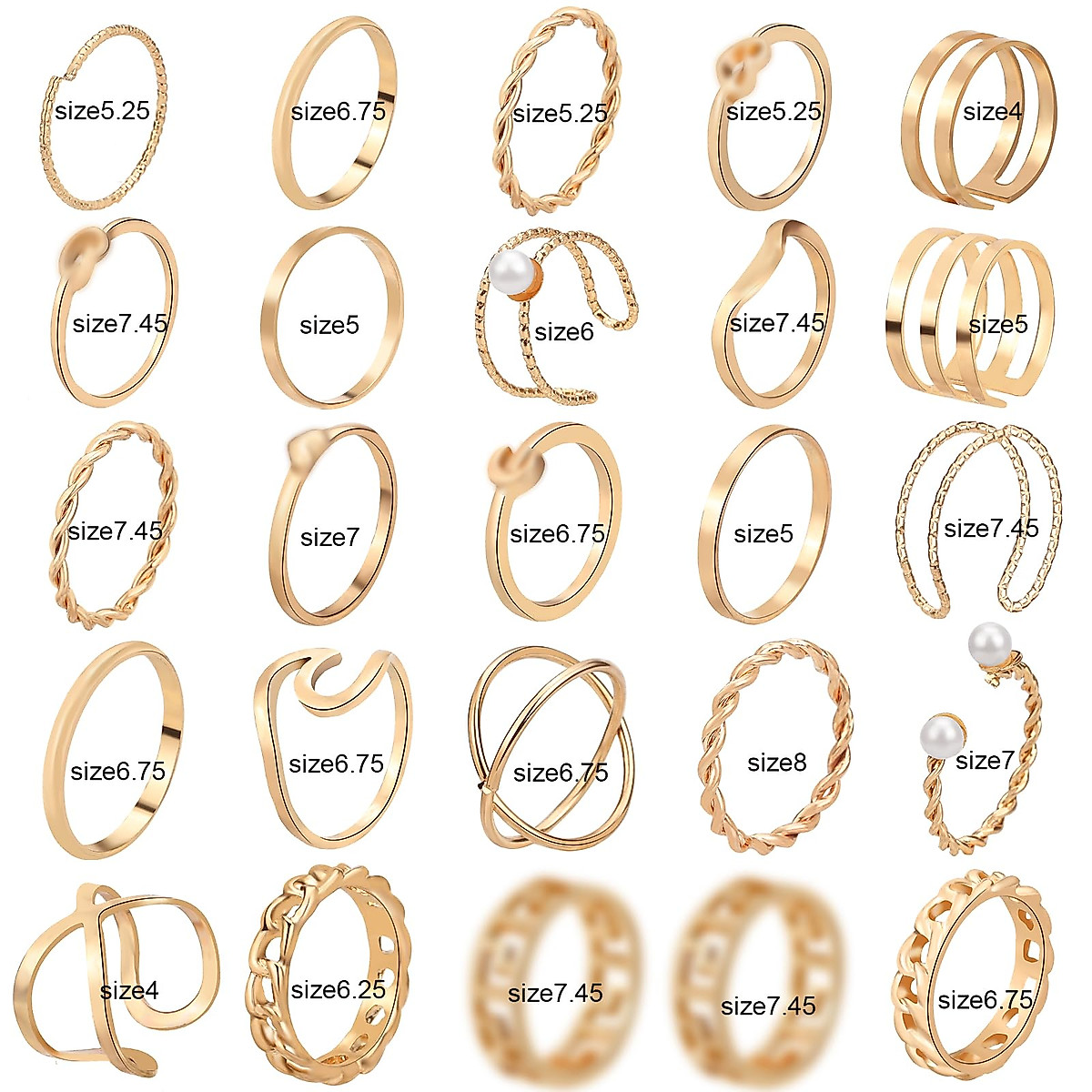 ONESING 18-25 Pcs Knuckle Rings for Girls Stackable Bohemian Retro Vintage Joint Finger Rings Gold Rings Set for Women Men Hollow Carved Flowers Crystal Rings