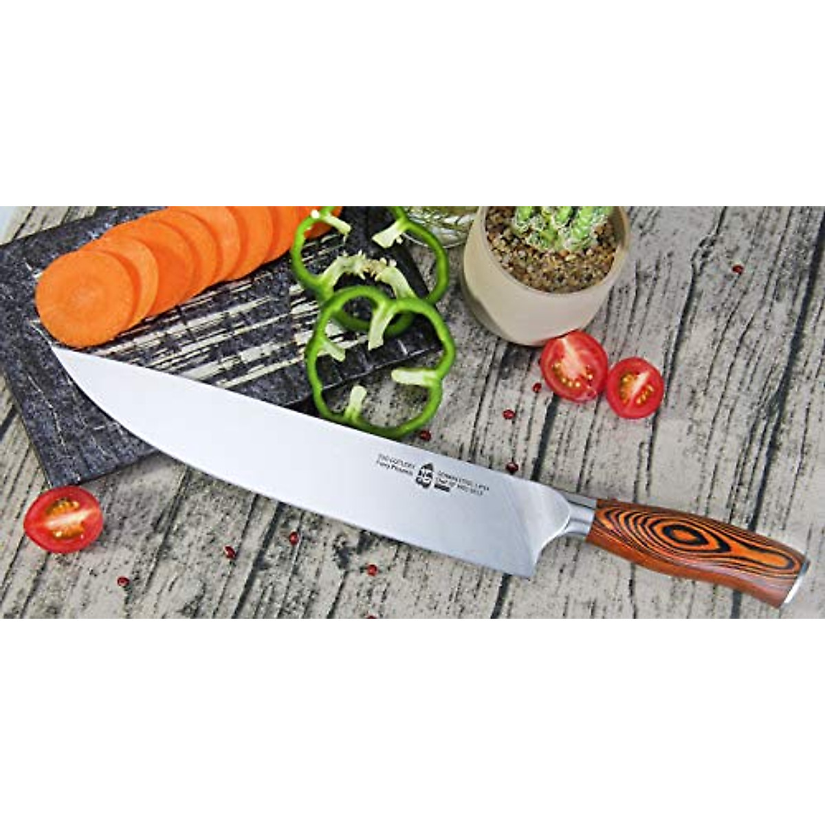 TUO Chef Knife, Pro 10 inch Chefs Knife, German High Carbon Stainless Steel Anti-rust Kitchen Knives, Ergonomic Handle Fiery Phoenix Series Cutlery