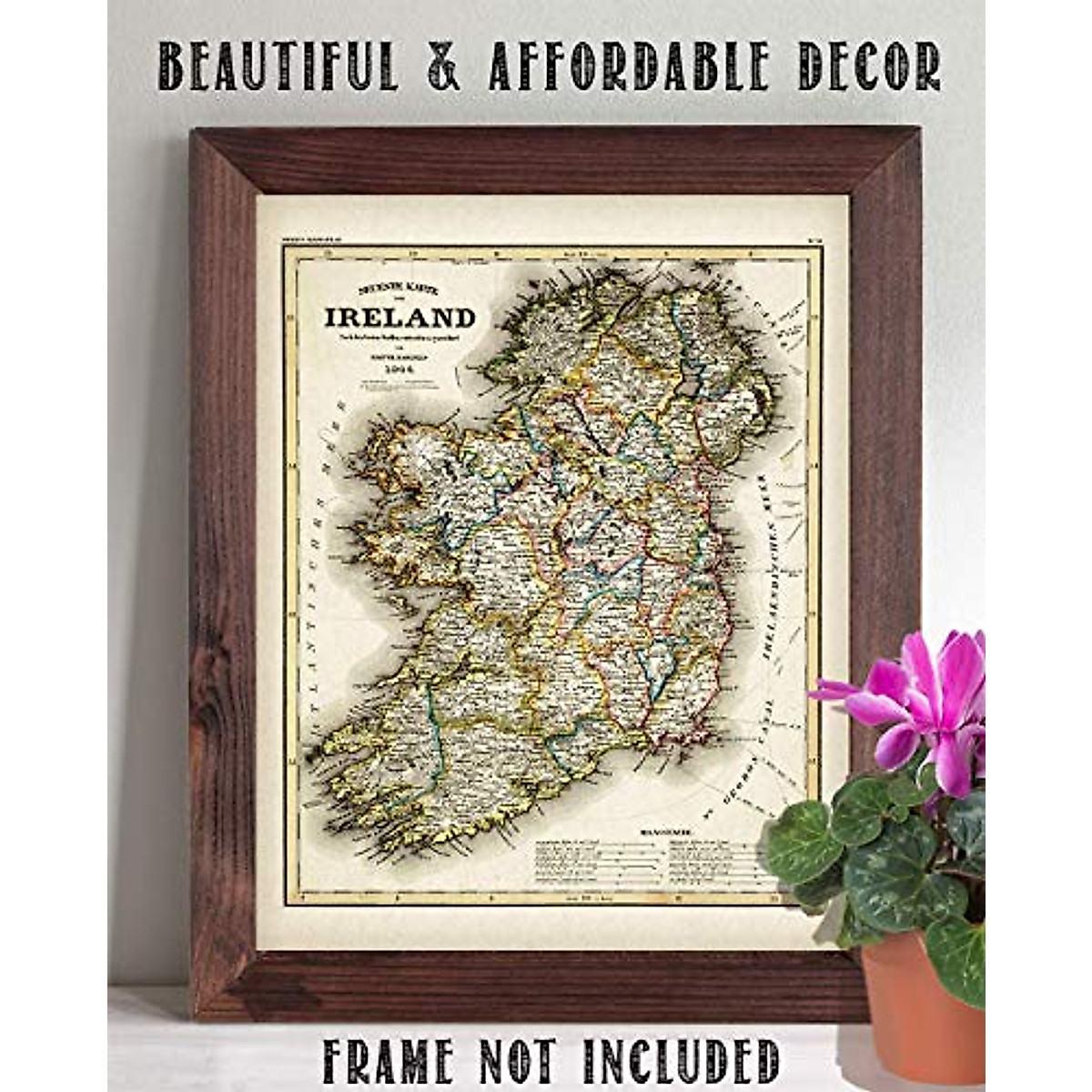Ireland Map from 1844-11x14 Unframed Art Print Poster - Great Vintage Irish Home Decor Gift Under $15